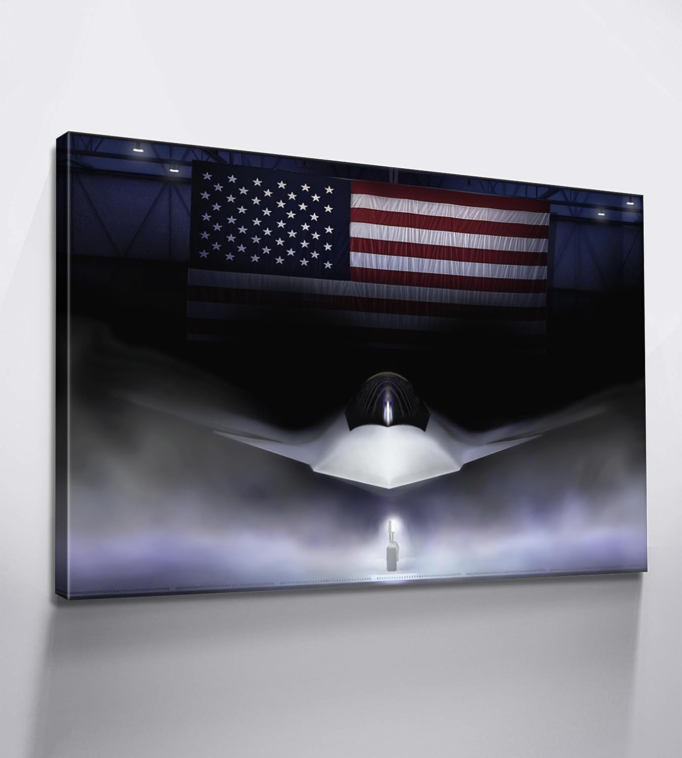 HFDF F-47 Fighter Jet Canvas Wall Art with ner wooden - Military ...