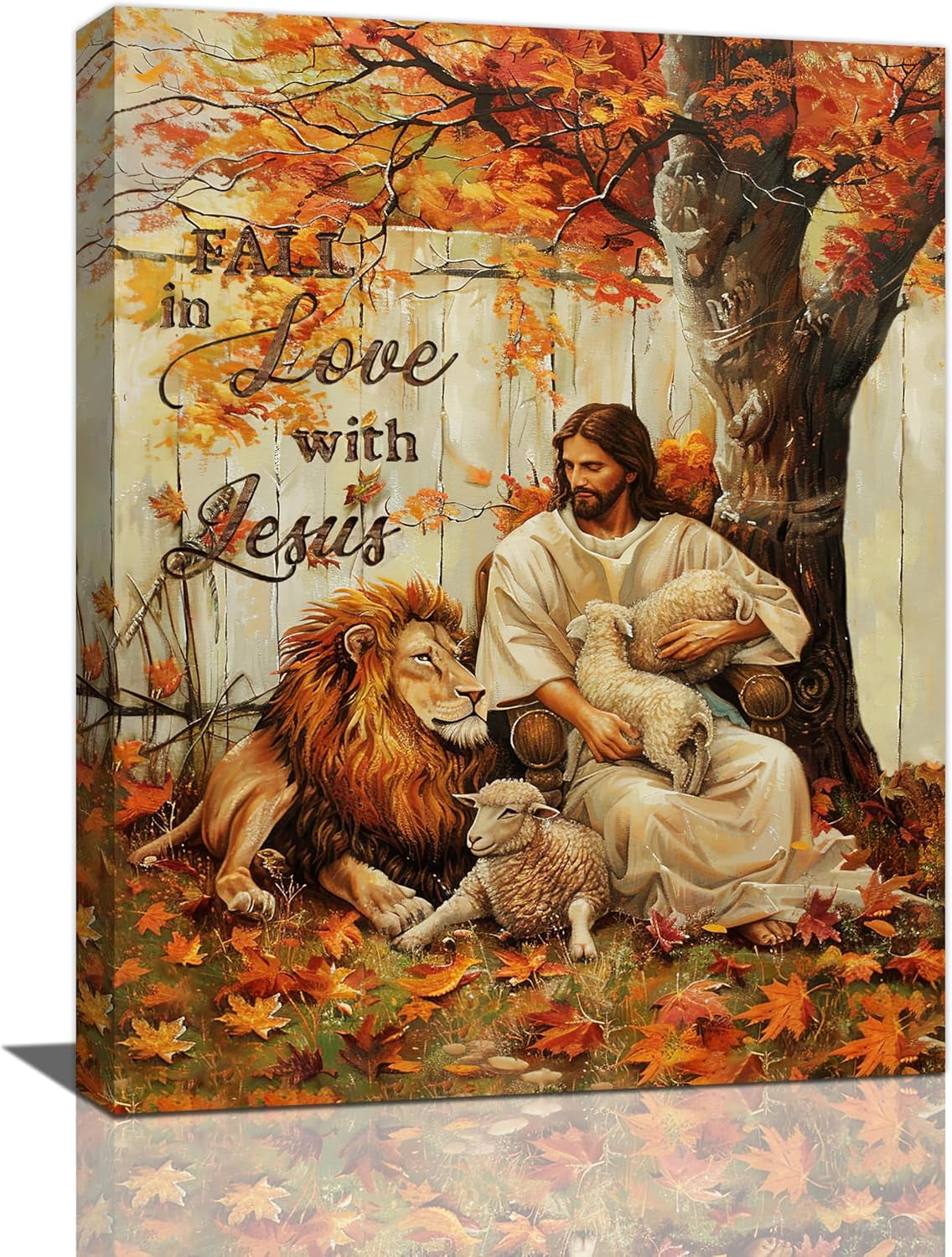 HFDF Fall Jesus Wall Art Autumn Christian Leaves Pictures Wall Decor ...