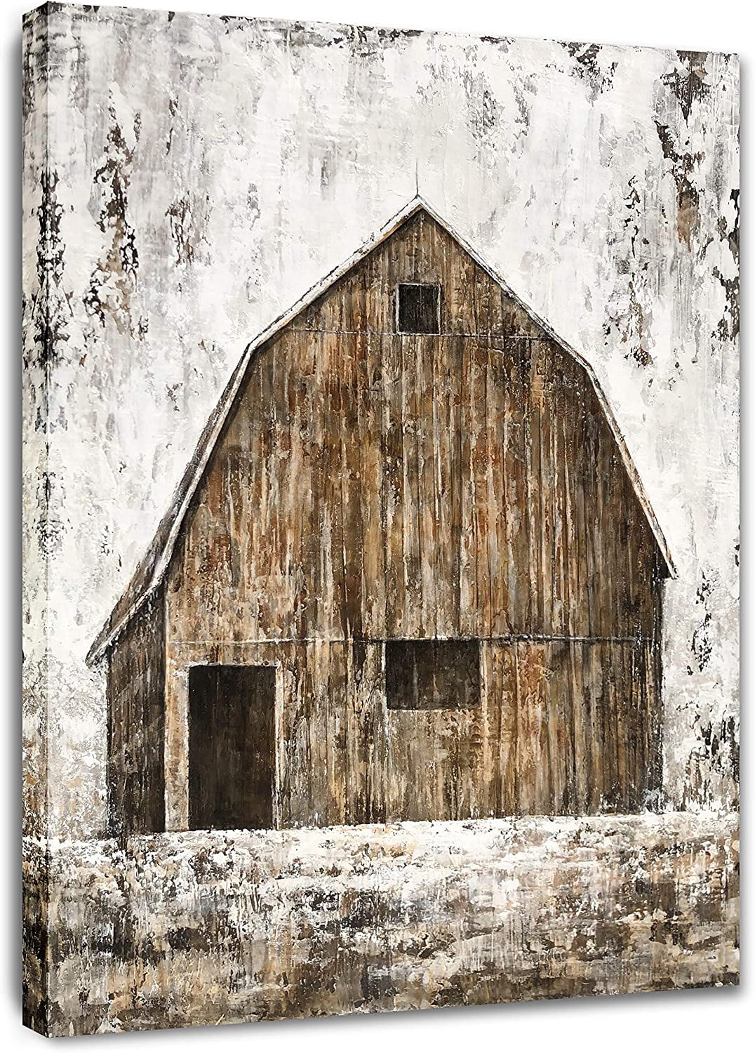 HFDF Farm Cow Wall Art Funny Farmhouse Cow with Sunflower on Rustic ...