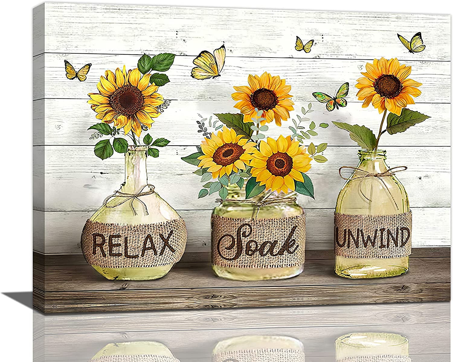HFDF Farmhouse Bathroom Decor Wall Art Rustic Poppy Picture Relax Soak ...