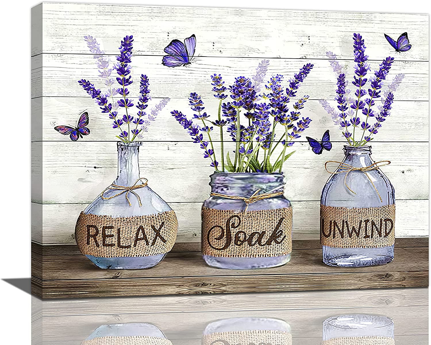 HFDF Farmhouse Bathroom Decor Wall Art Rustic Poppy Picture Relax Soak ...