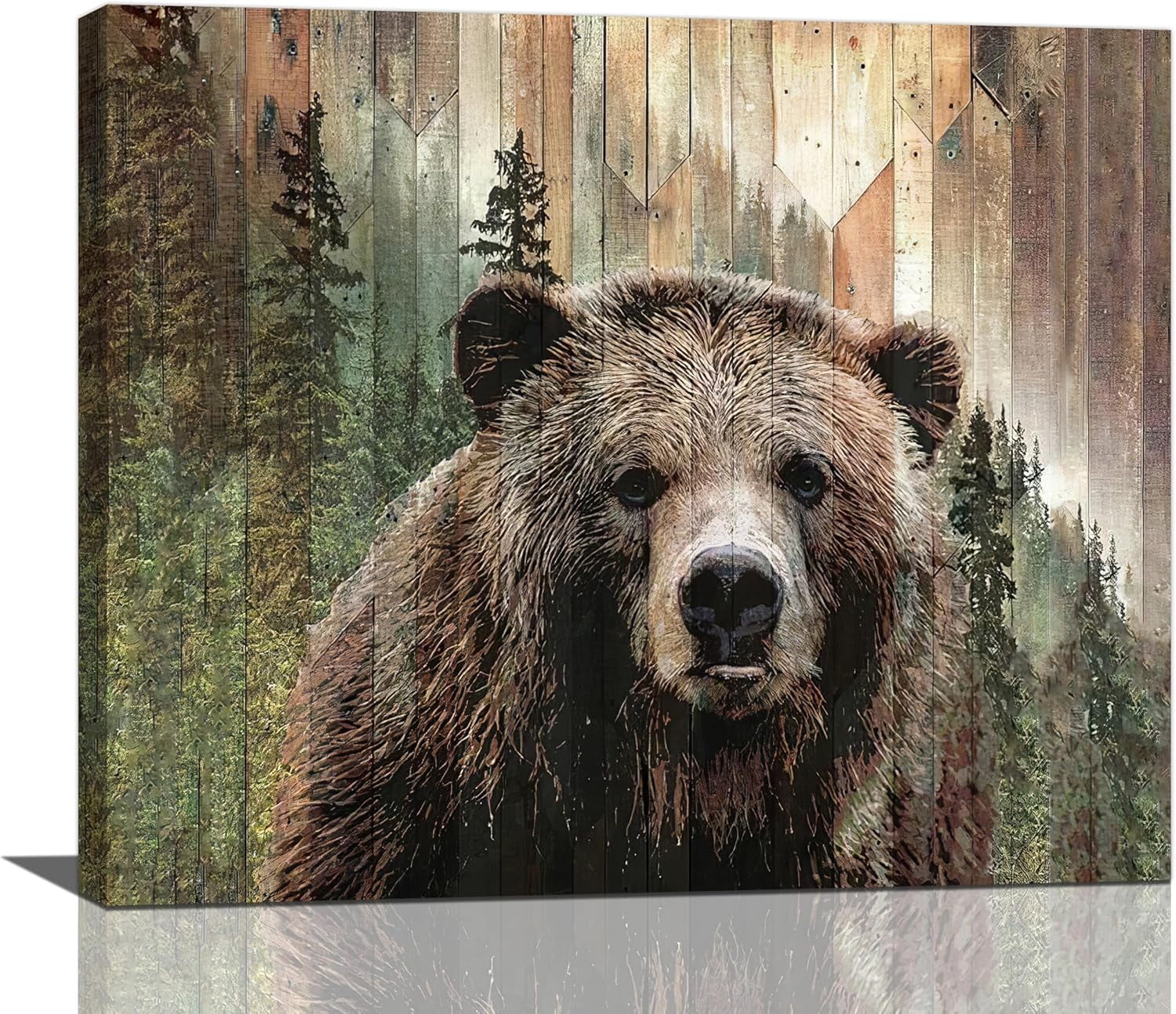 HFDF Farmhouse Bear Wall Art Rustic Forest Animal Pictures Wall Decor ...