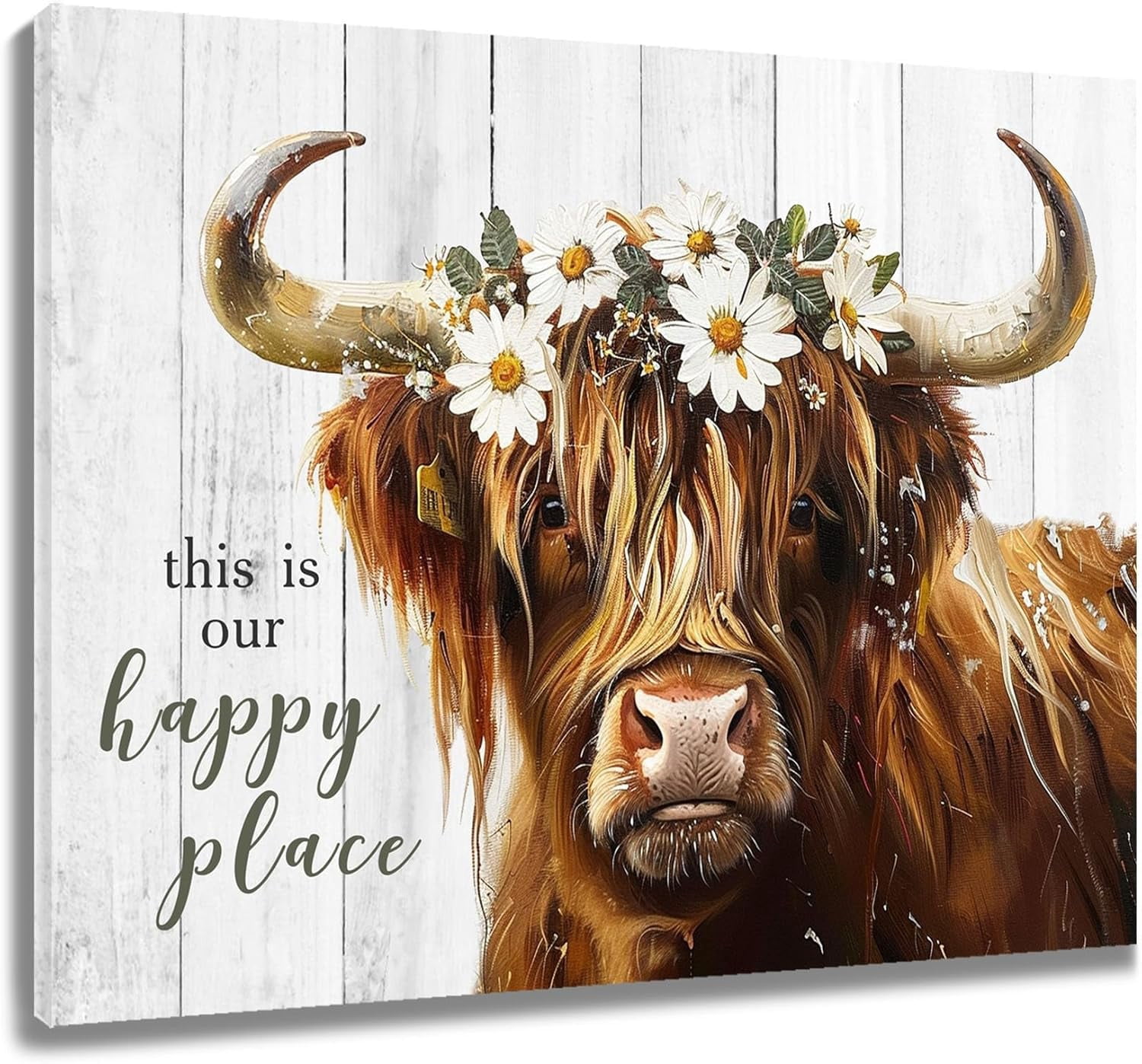 HFDF Farmhouse Cow Canvas Wall Art for Living Room Funny Animal with ...