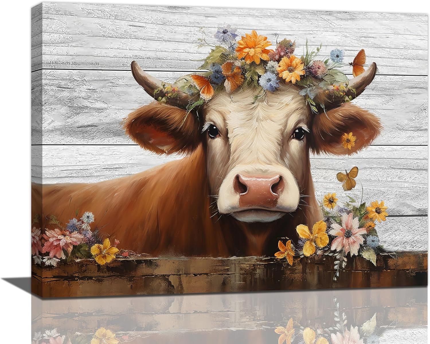 HFDF Farmhouse Cow Wall Art Cow Pictures Wall Decor Canvas Print ...