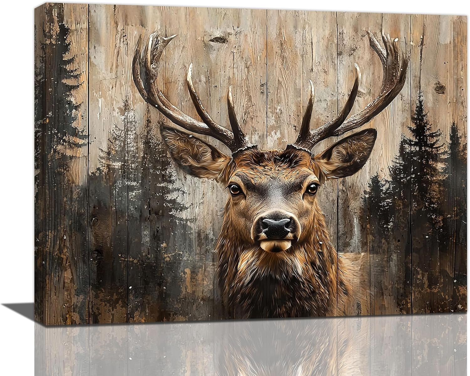 HFDF Farmhouse Deer Wall Art Country Wild Animal Wall Decor Hunting Elk ...