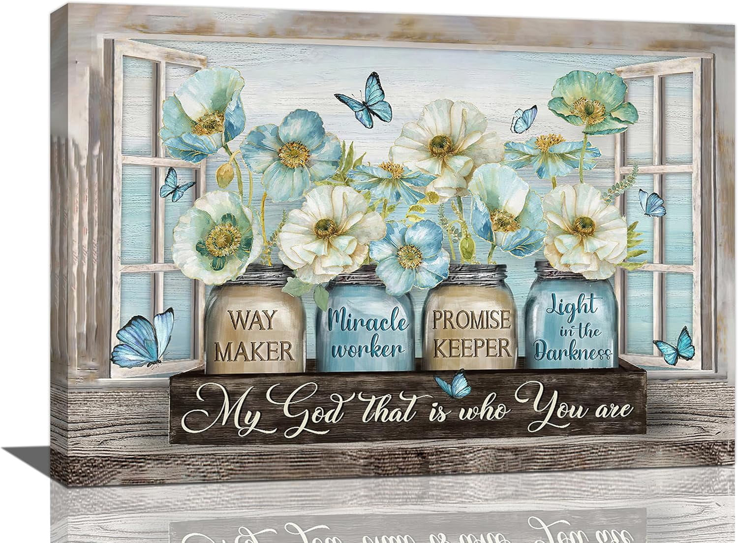HFDF Farmhouse Floral Wall Art Butterfly Flower Wall Decor Country God ...