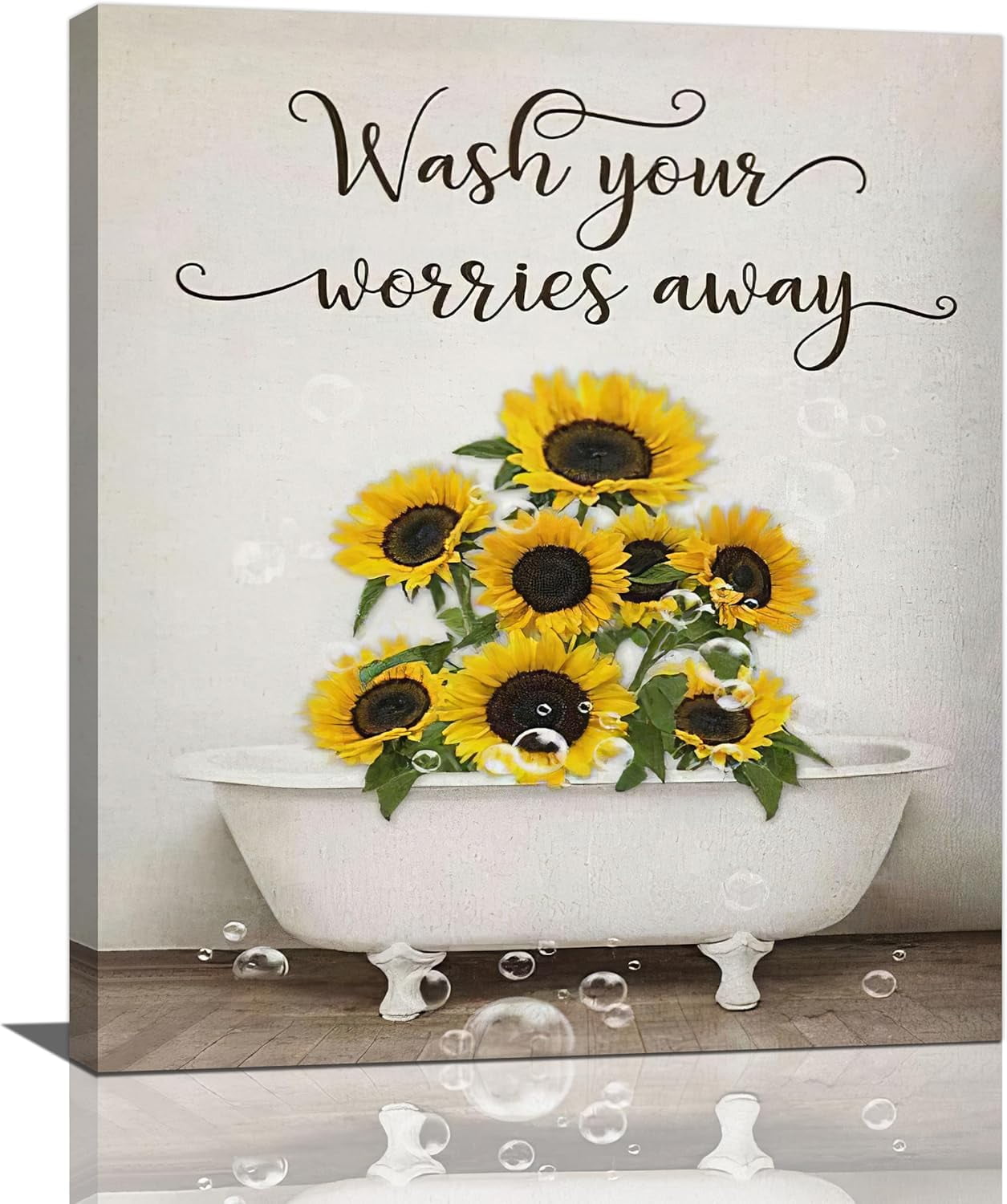 HFDF Farmhouse Sunflower Bathroom Wall Art Sunflower Bathtub Pictures ...