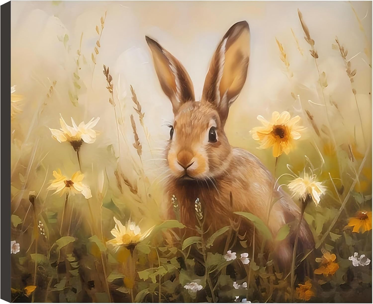 HFDF Field Floral Retro Bunny Rabbit Canvas Wall Art Country Animal ...