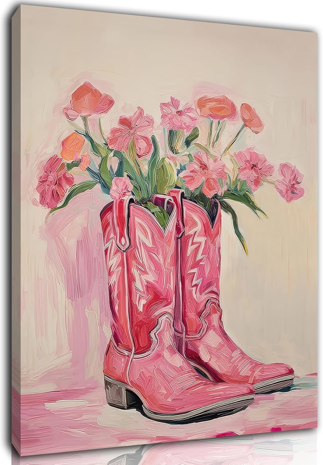 HFDF Floral Cowgirl Boots Wall Art Pk Cowboy Boots with Flower Patg ...