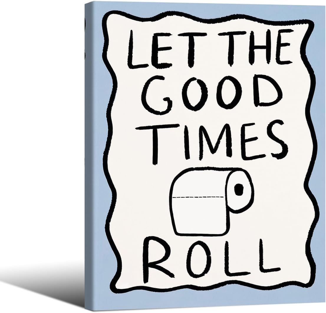 HFDF Funny Bathroom Posters Mimalist Cute Wall Art Retro Toilet Signs ...