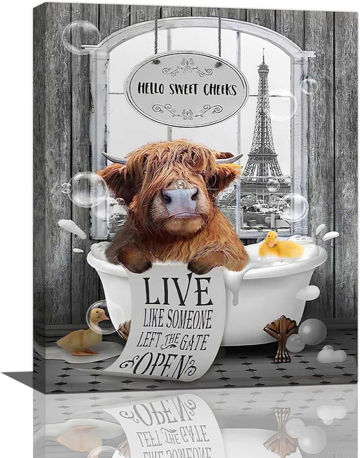 HFDF Funny Highland Cow Bathroom Wall Art Cow Bathtub Pictures Wall ...