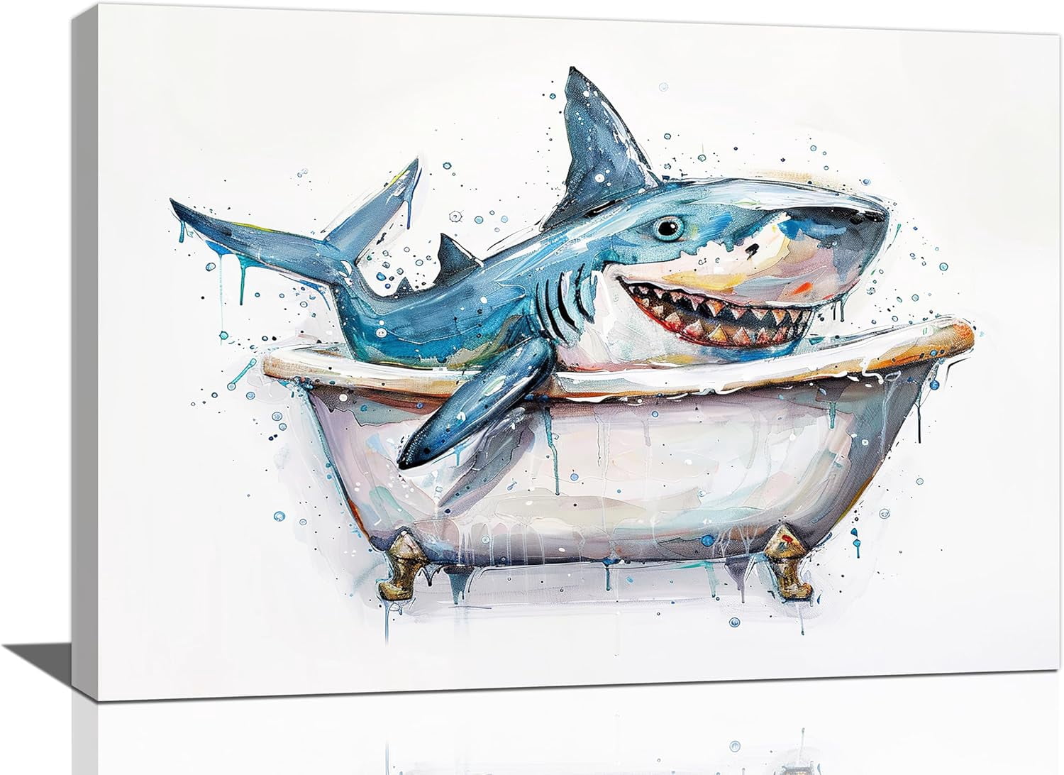 HFDF Funny Shark Bathroom Decor Wall Art Shark Room Pictures Canvas ...