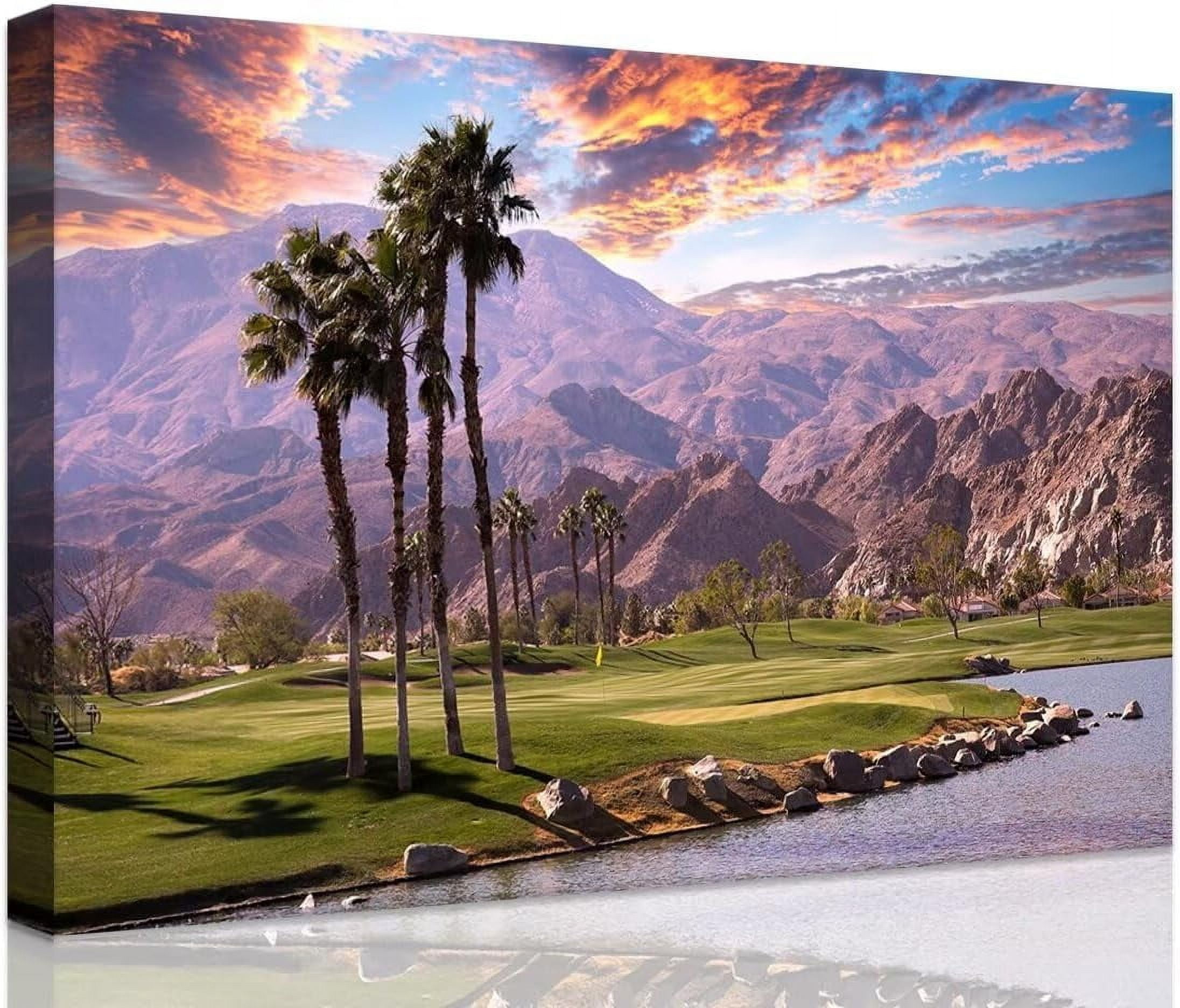 HFDF Golf Course at Sunset Palm Wall Art Prts USA California Picture ...