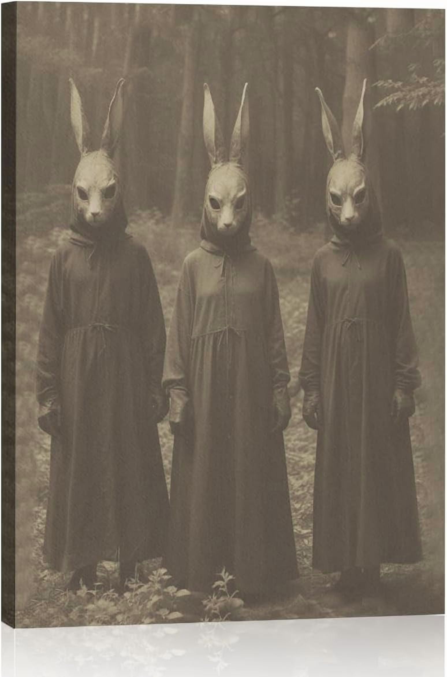 HFDF Gothic Canvas Wall Art, Spooky Rabbit Women Artwork for Walls ...