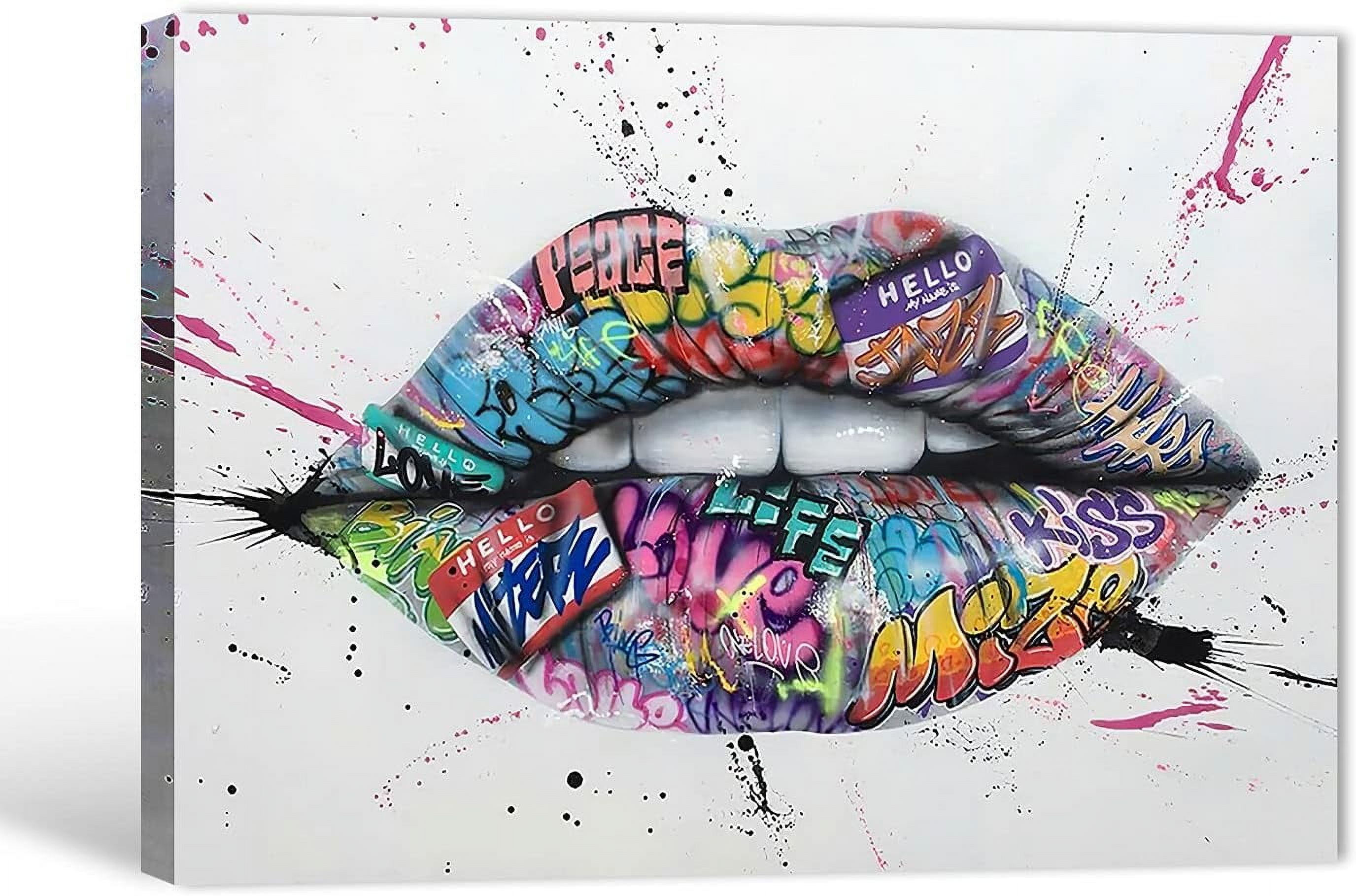 HFDF Graffiti Canvas Wall Art Colorful Graffiti Hand of Love Wall Art ...