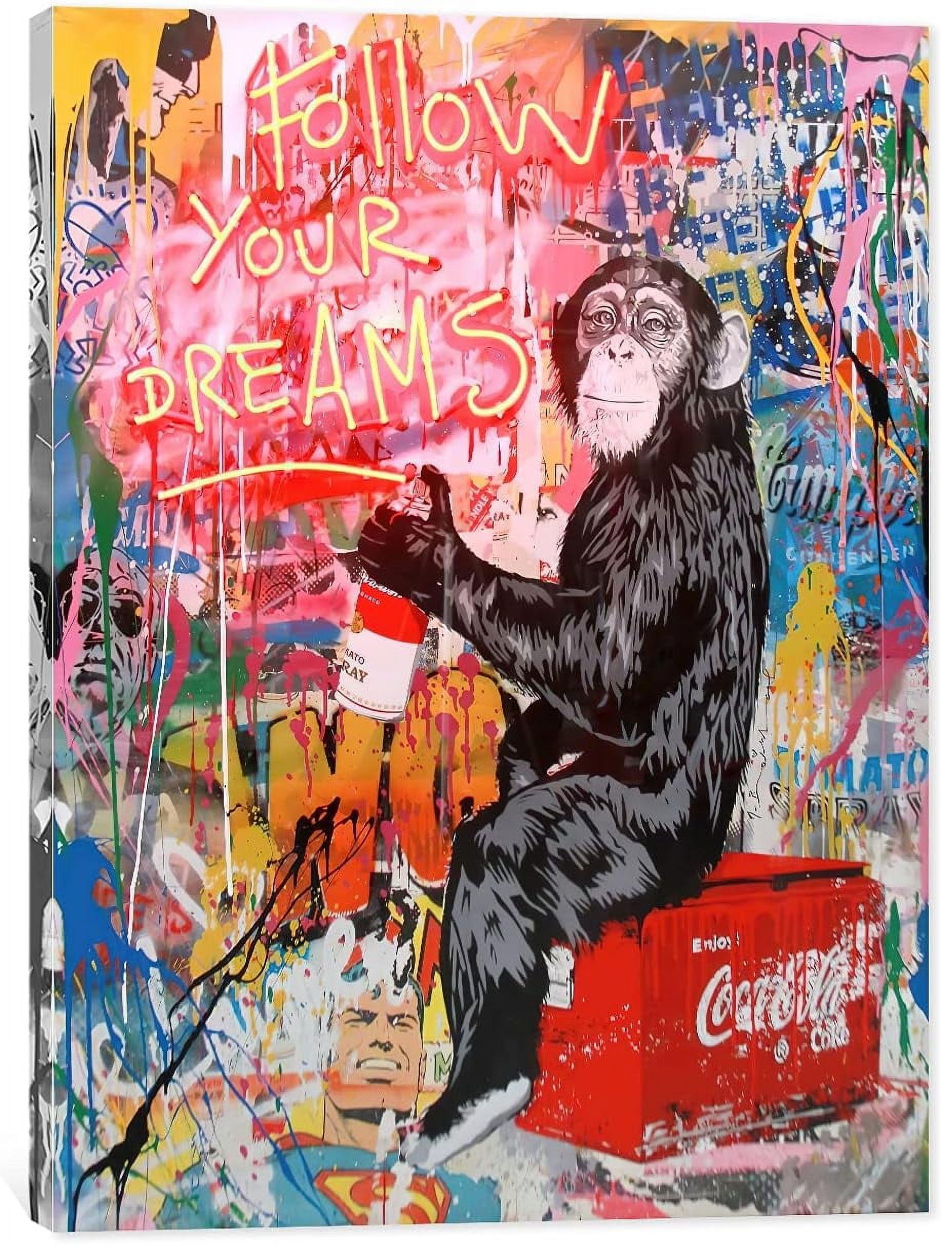 HFDF Graffiti Canvas Wall Art Street Art Follow Your Dreams Canvas ...