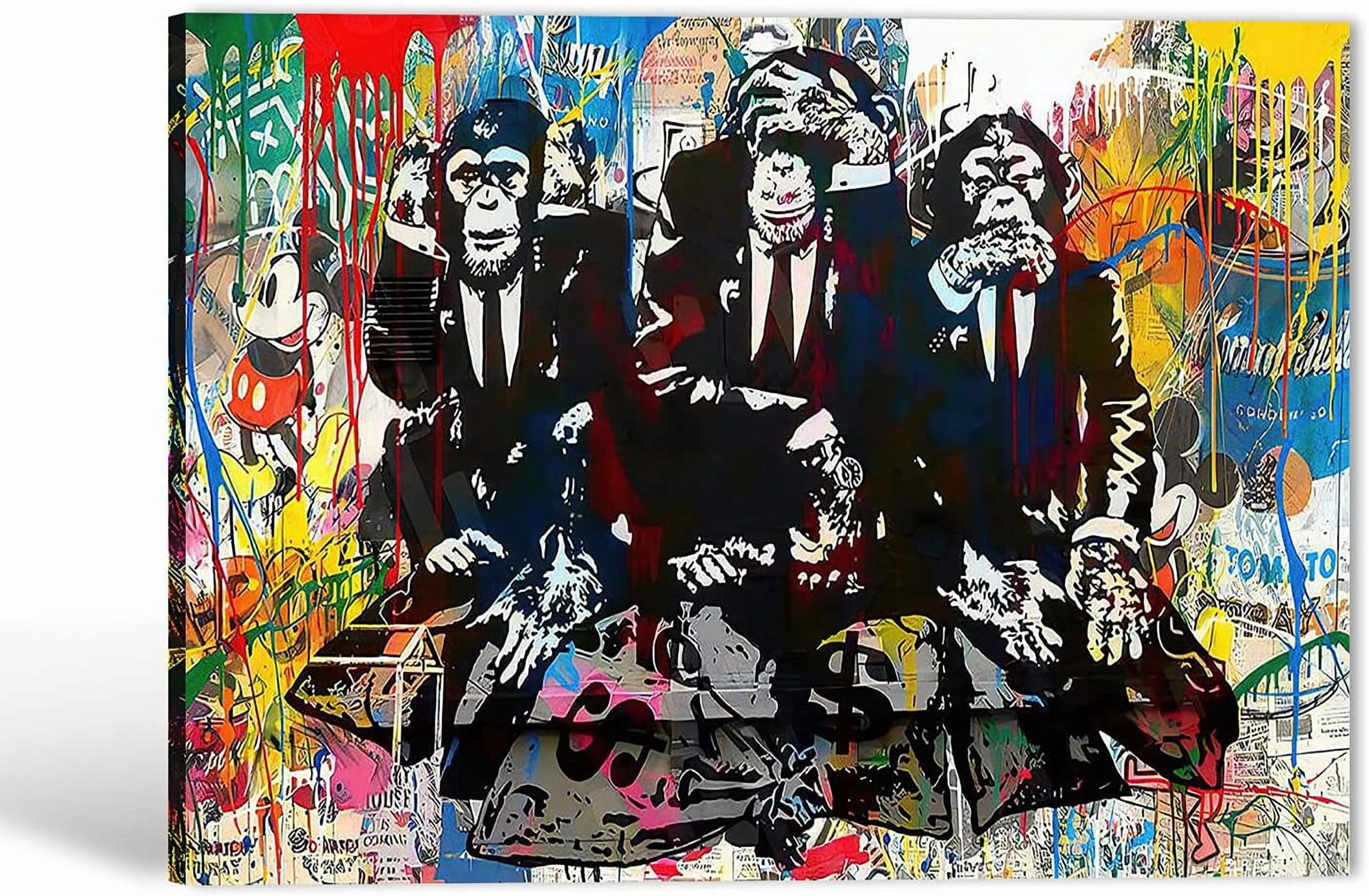 HFDF Graffiti Painting Modern Wall Art, , DJ Monkey Chimp Poster ...