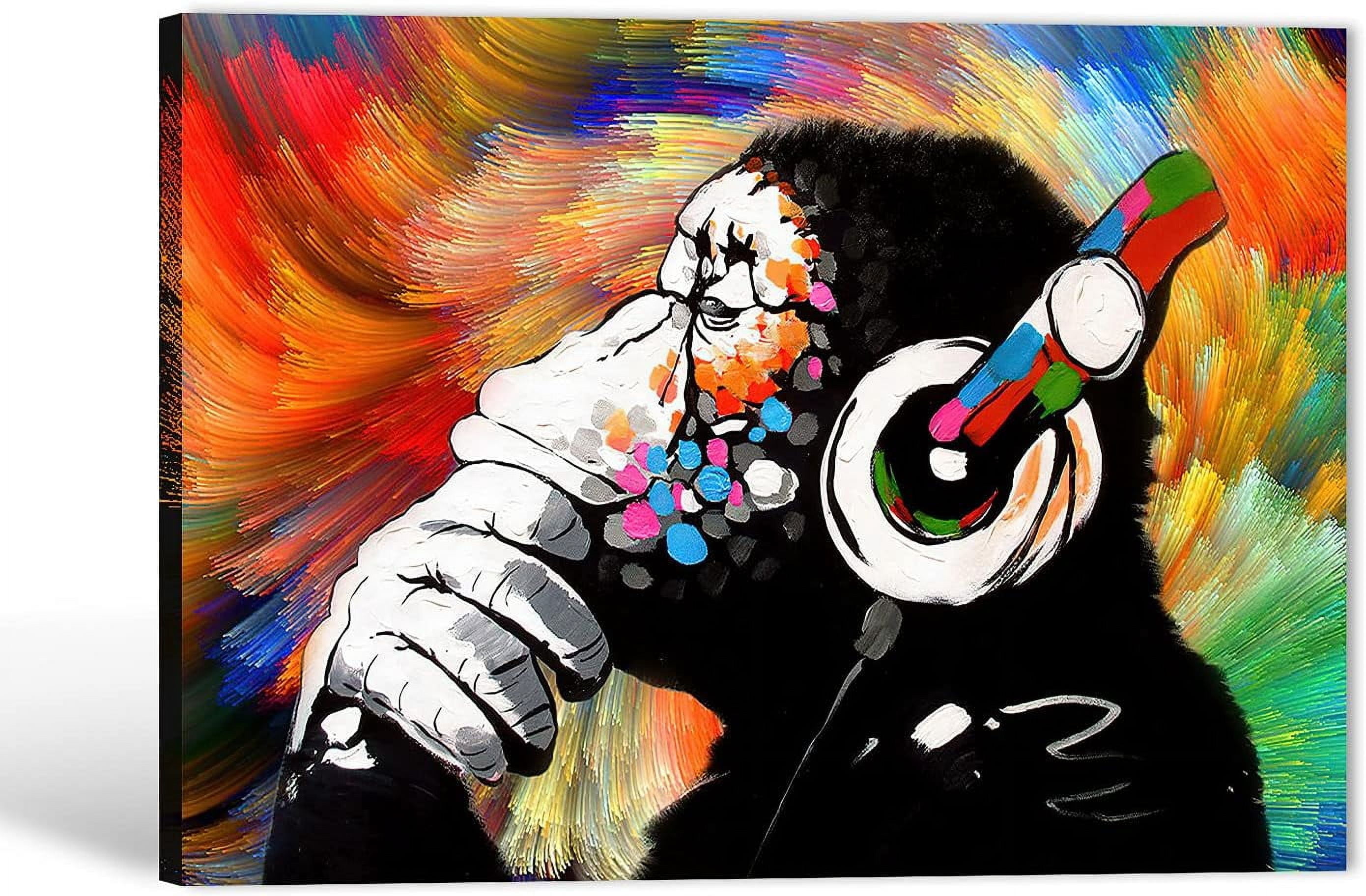 HFDF Graffiti Wall Art Graffiti Canvas Wall Art, Colorful DJ Monkey ...