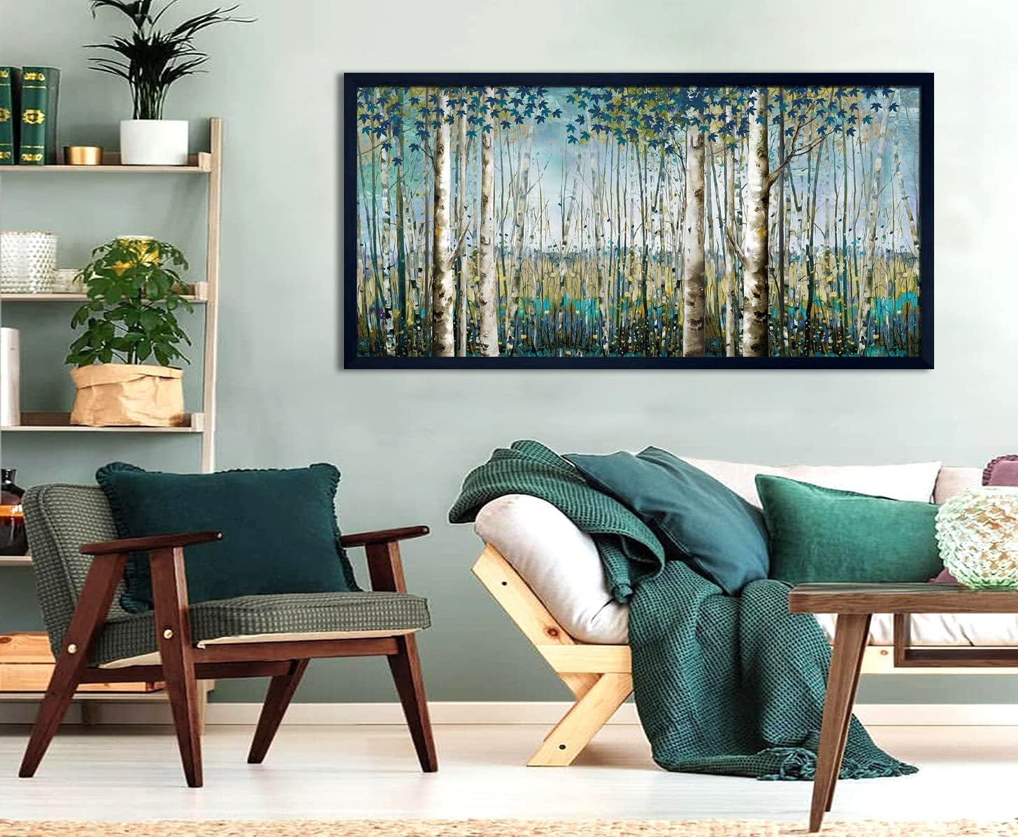 HFDF Green View White Birch Forest Canvas Painting Wall Art Decor ...