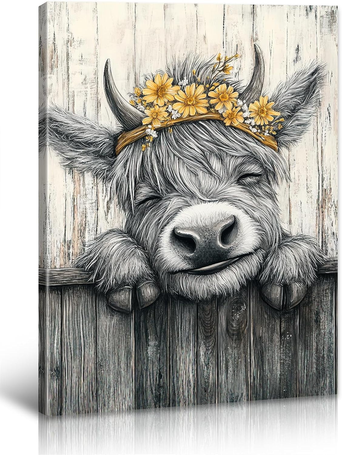 HFDF Highland Cow Canvas Wall Art Rustic Farmhouse Cow Pictures Wall ...