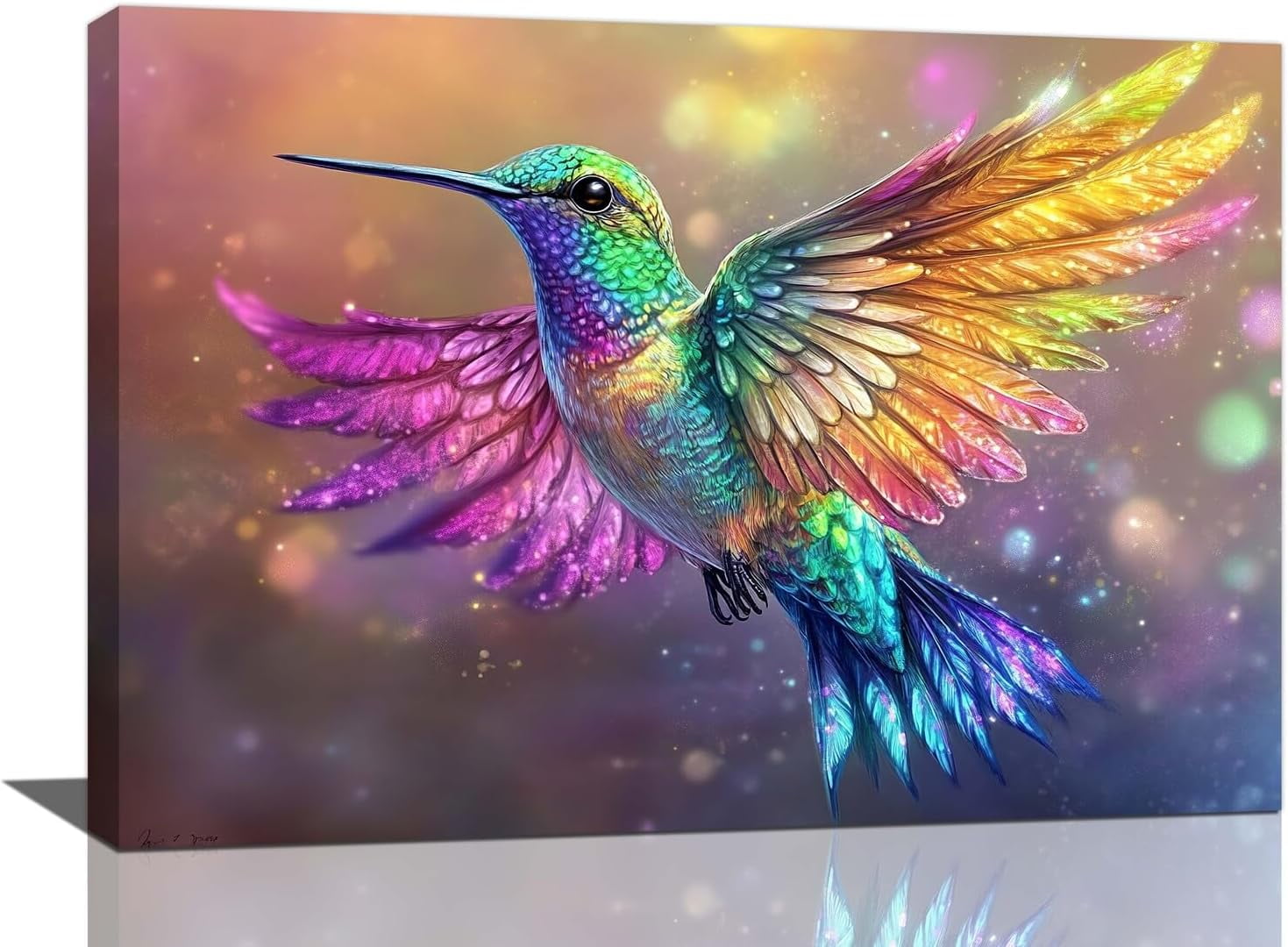 HFDF Hummingbird Canvas Wall Art Colorful Hummingbird Pictures Decor ...