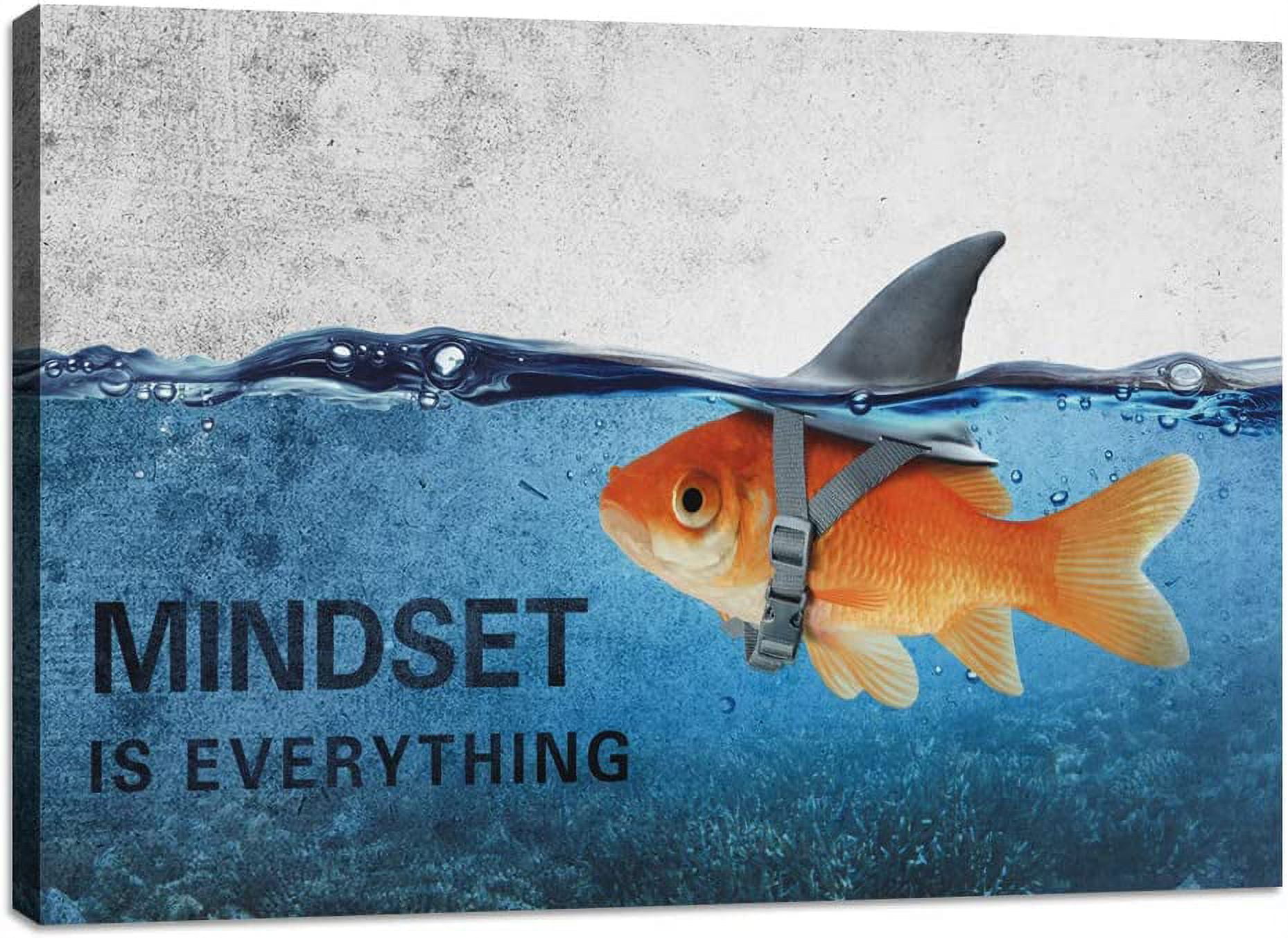 HFDF Inspirational Canvas Wall Art Quotes Abstract Blue Goldfish Shark ...