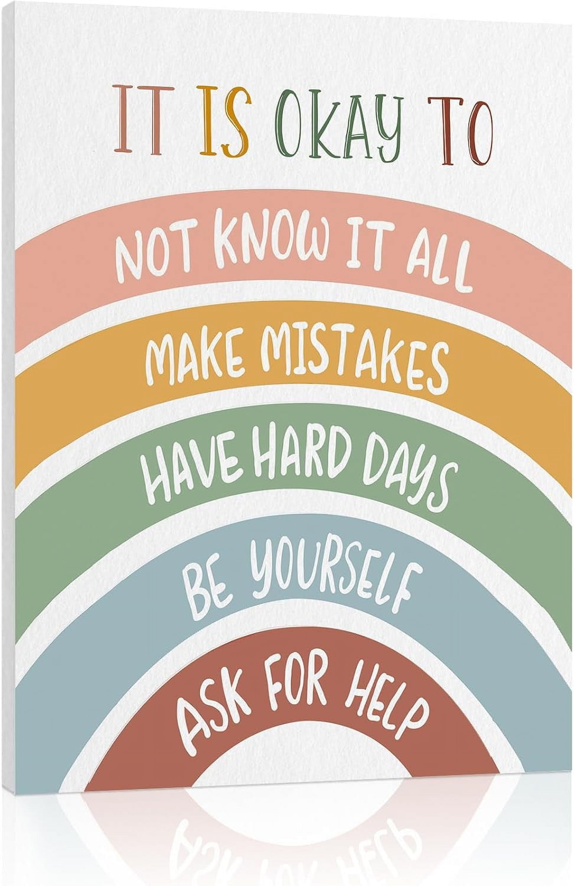 HFDF Inspirational Wall Art,It Is Okay To Not Know It All Motivational ...