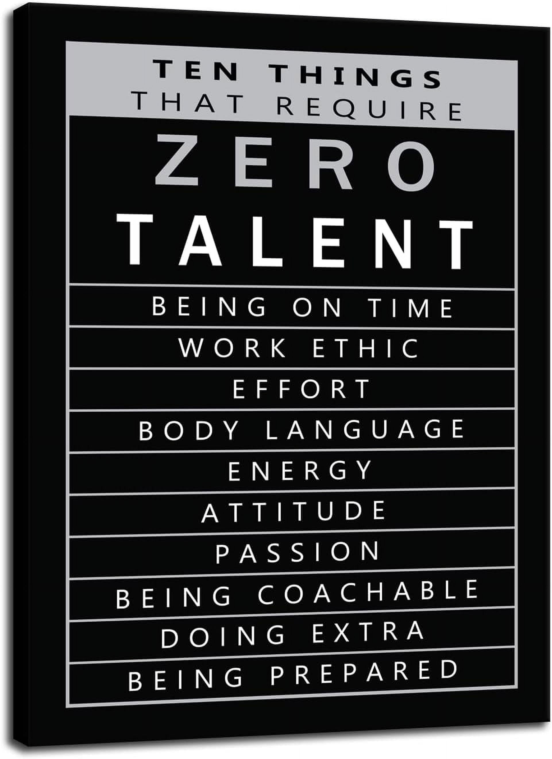 HFDF Inspirational Wall Art Ten Things That Require Zero Talent Quote ...