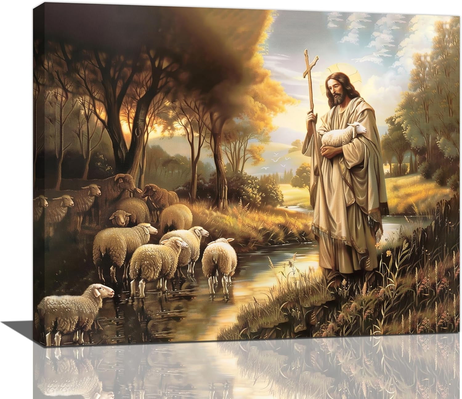 HFDF Jesus And Lamb Wall Decor Christian Pictures Vintage Jesus Christ ...