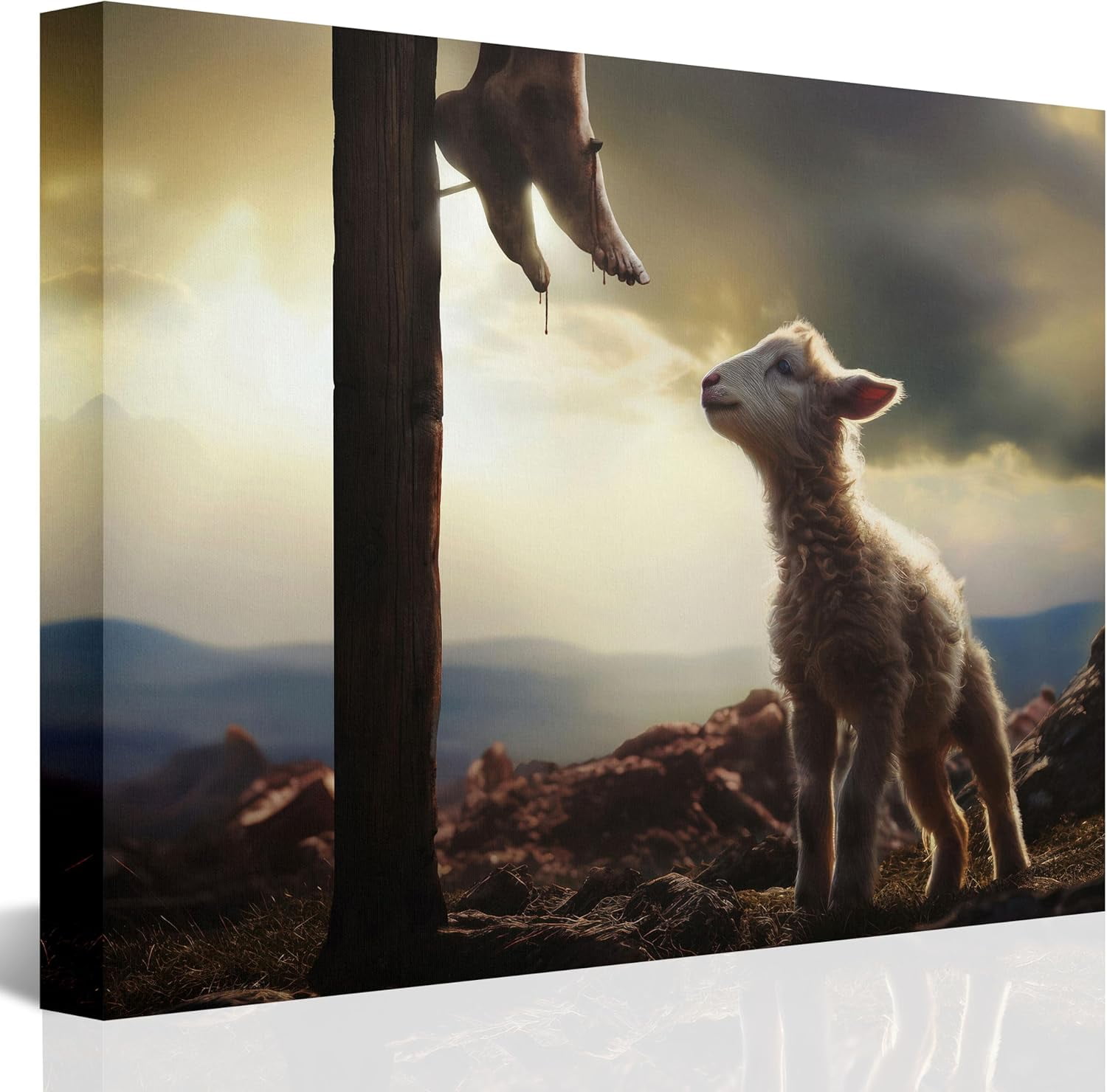 HFDF Jesus and Lamb Canvas Wall Art The Sacrifice of Jesus Picture ...