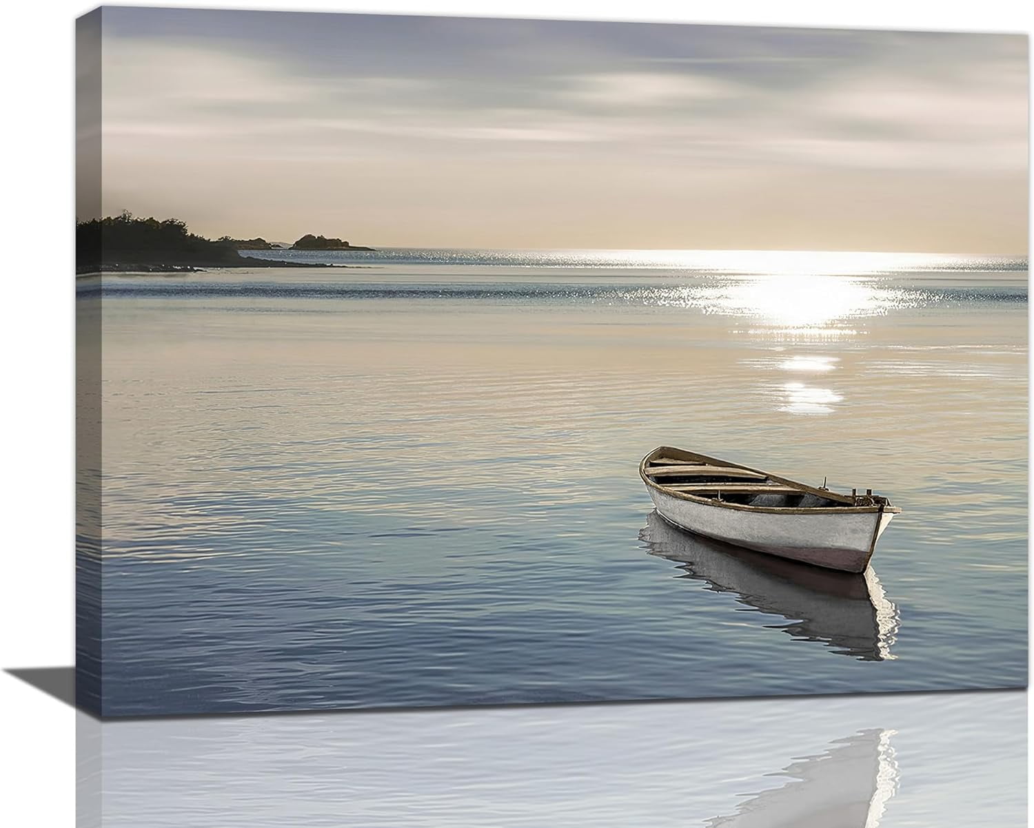 HFDF Lake Canvas Wall Art Boat Nature Scene Picture Artwork Modern ...