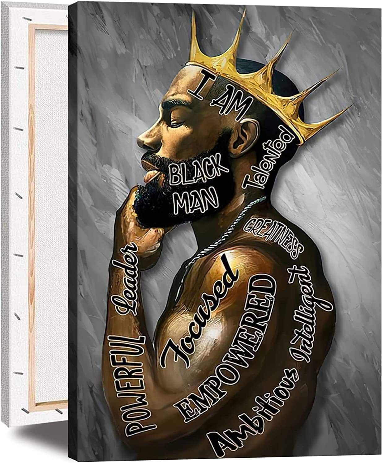 HFDF Large African American Canvas Wall Art Decor Black Man Kg Men ...