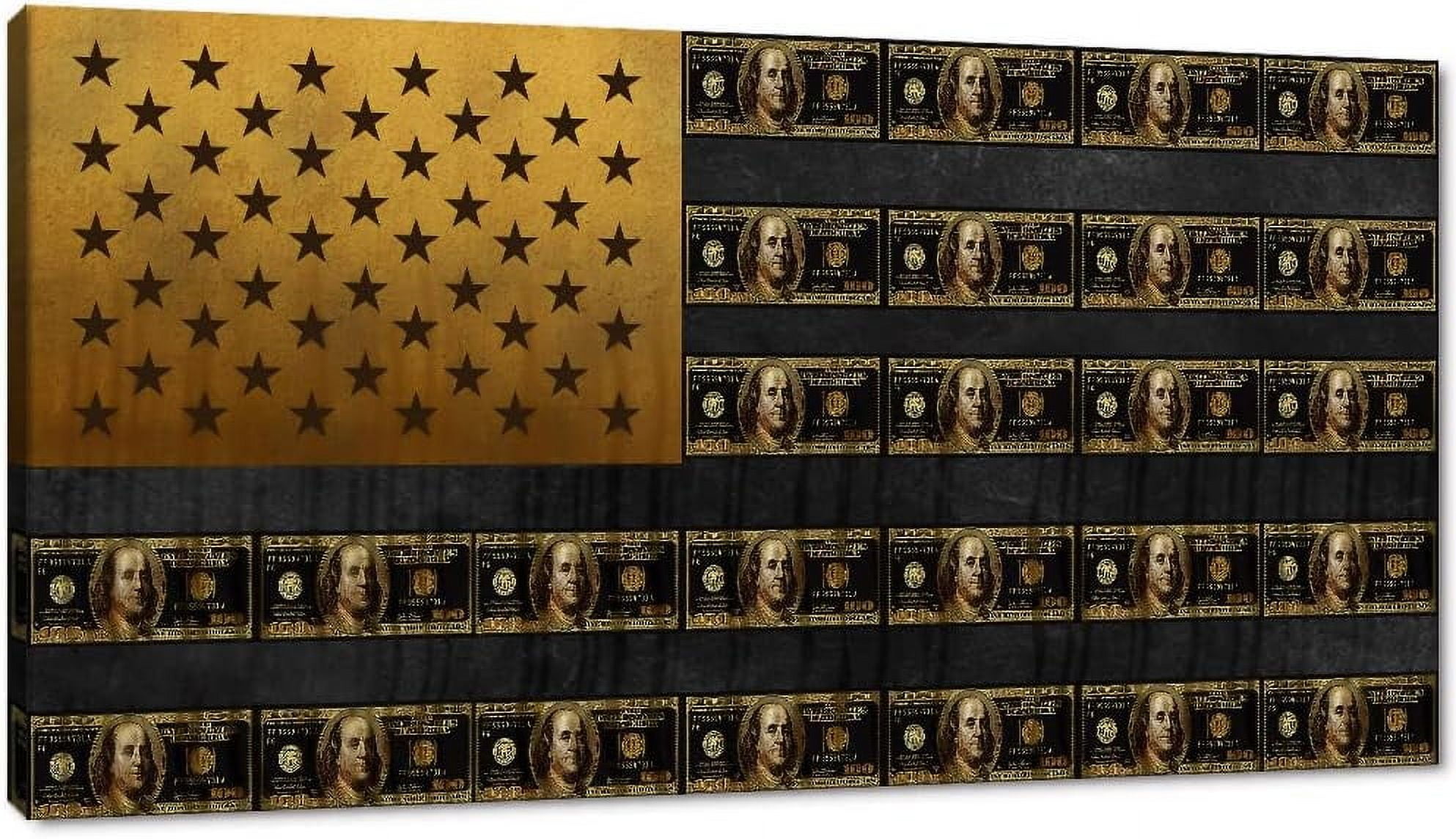 HFDF Large Artwork for Wall Abstract American Flag Made Up of Dollars ...