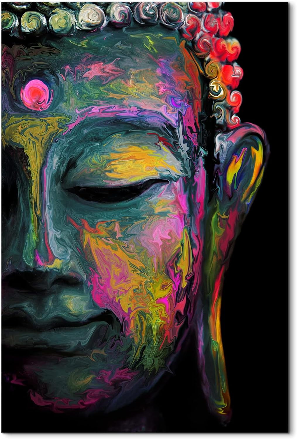 HFDF Large Buddha Wall Art for Living Room Zen Decor Colorful Abstract ...