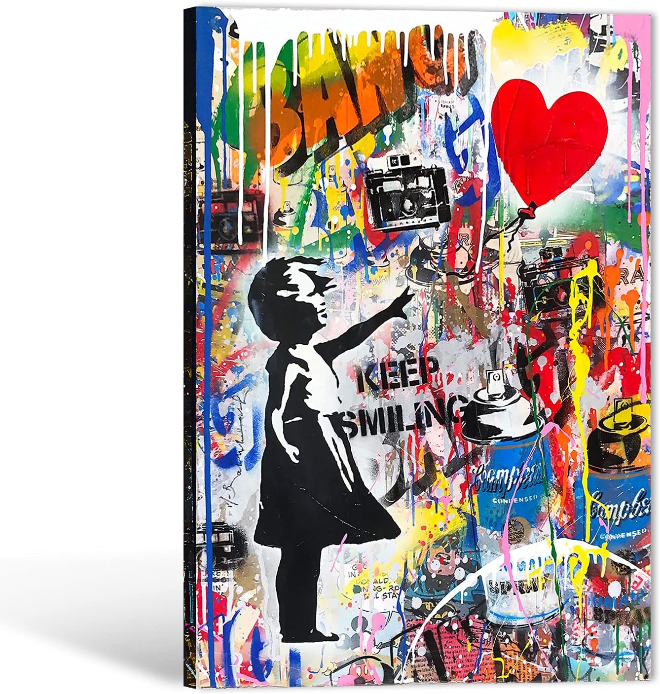 HFDF Large Graffiti Canvas Wall Art Colorful Balloon Girl Poster ...