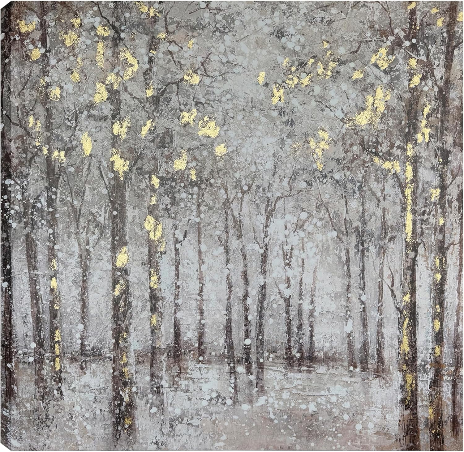 HFDF Large Living Room Wall Art Grey Gold Winter Scene Pictures Tree ...