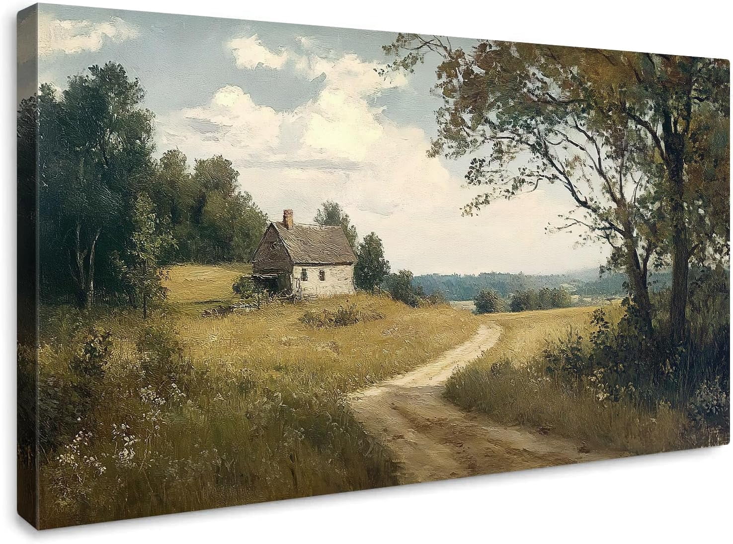 HFDF Large Vintage Canvas Wall Art Retro Country Road Paintings Rustic ...