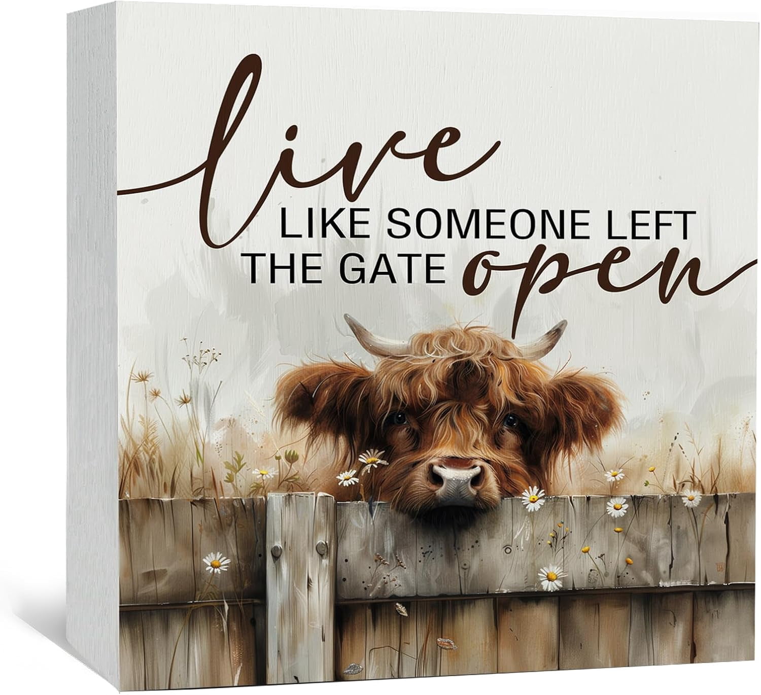 HFDF Live like Someone Left the Gate Open Highland Cow Wooden Signs ...