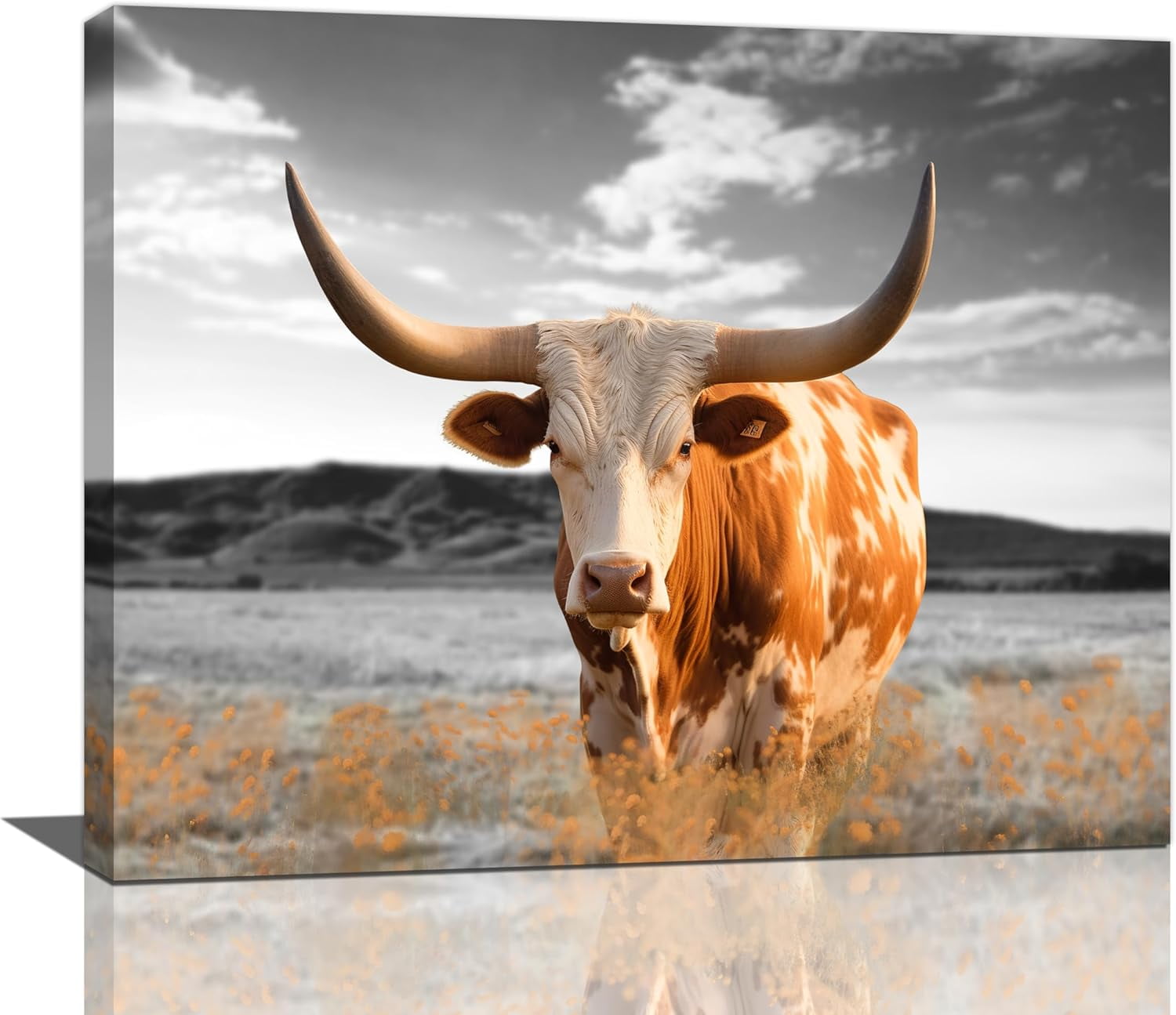 HFDF Longhorn Wall Art Country Western Cow Pictures Wall Decor ...