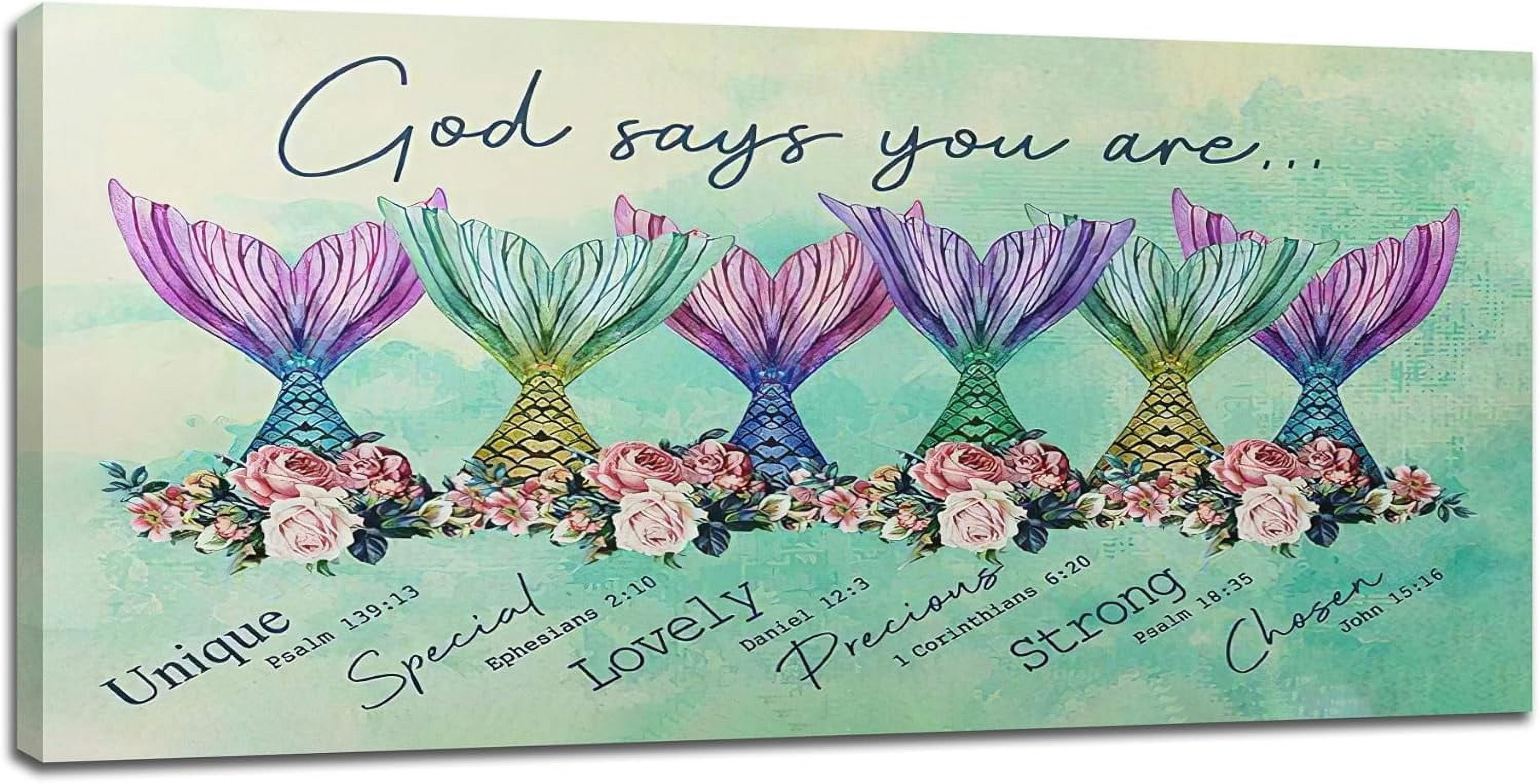 HFDF Mermaid Large Wall Art OverCanvas God Says You Are Prints Big ...