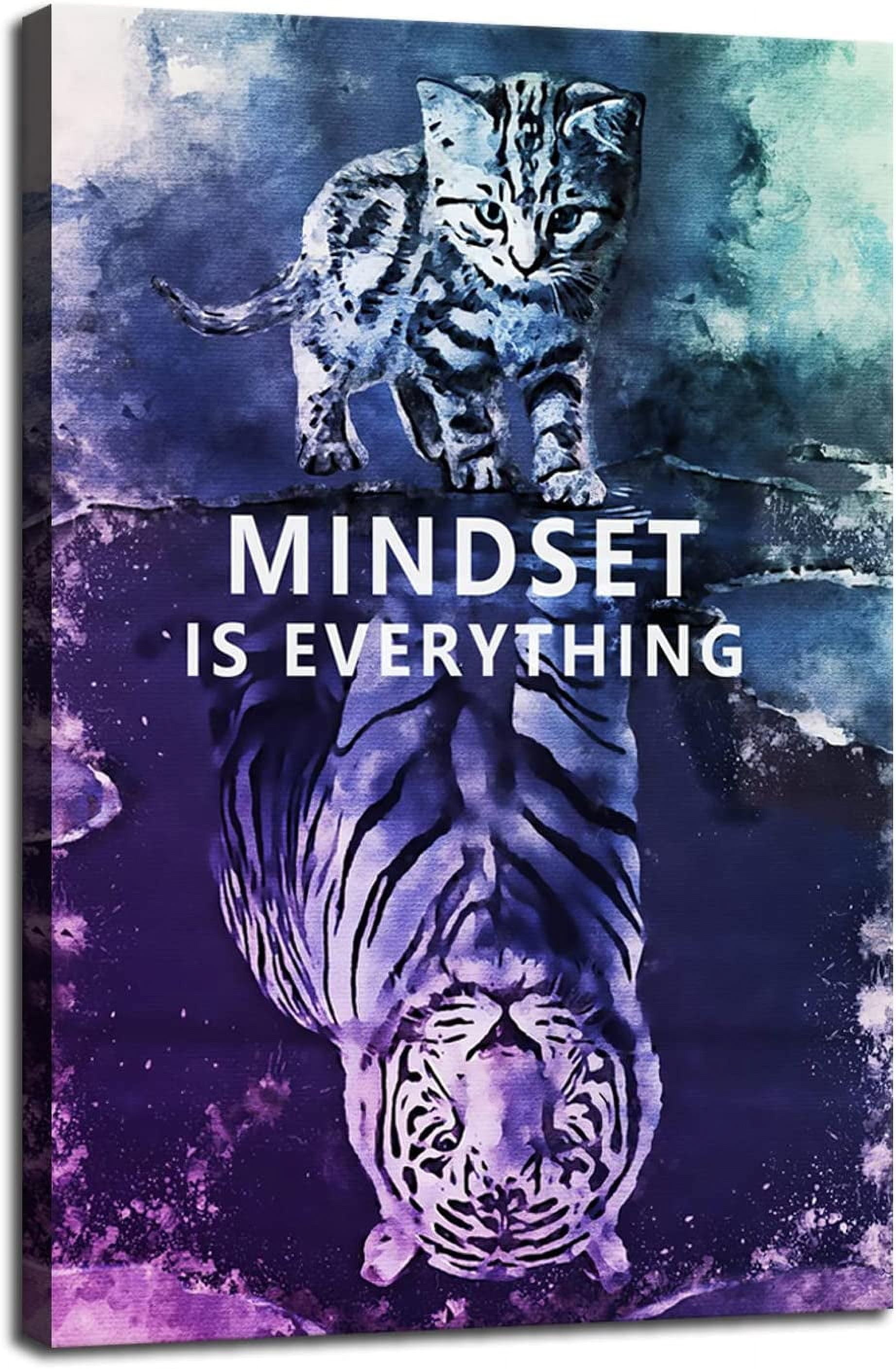 HFDF Mindset is Everythingspirational Canvas Wall Art Small Cat Big ...