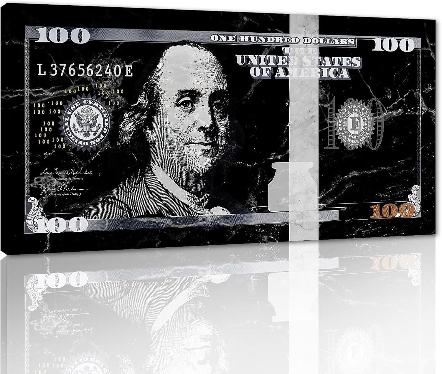 HFDF Modern Home Office Artwork Motivational Benjam Frankl 100 USD Dollar Artwork Black and ...