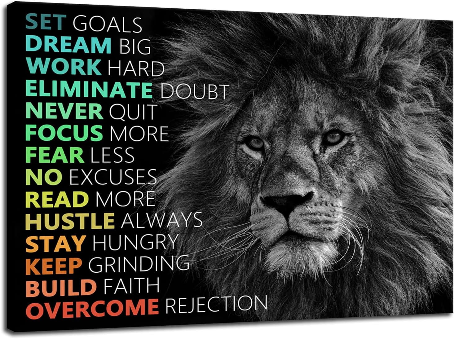 HFDF Motivational Canvas Wall Artspirational Positive Affirmation Lion ...
