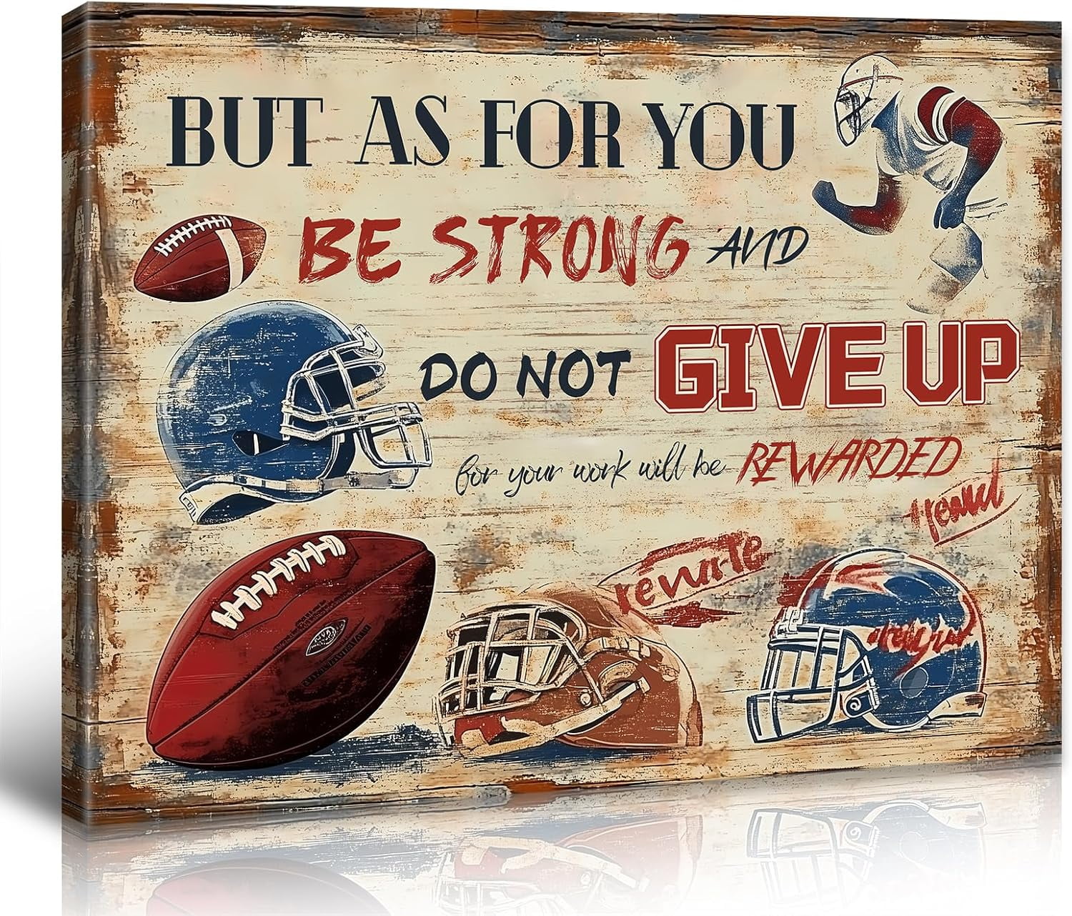 HFDF Motivational Football Wall Decor Vintage Sports Wall Art for ...