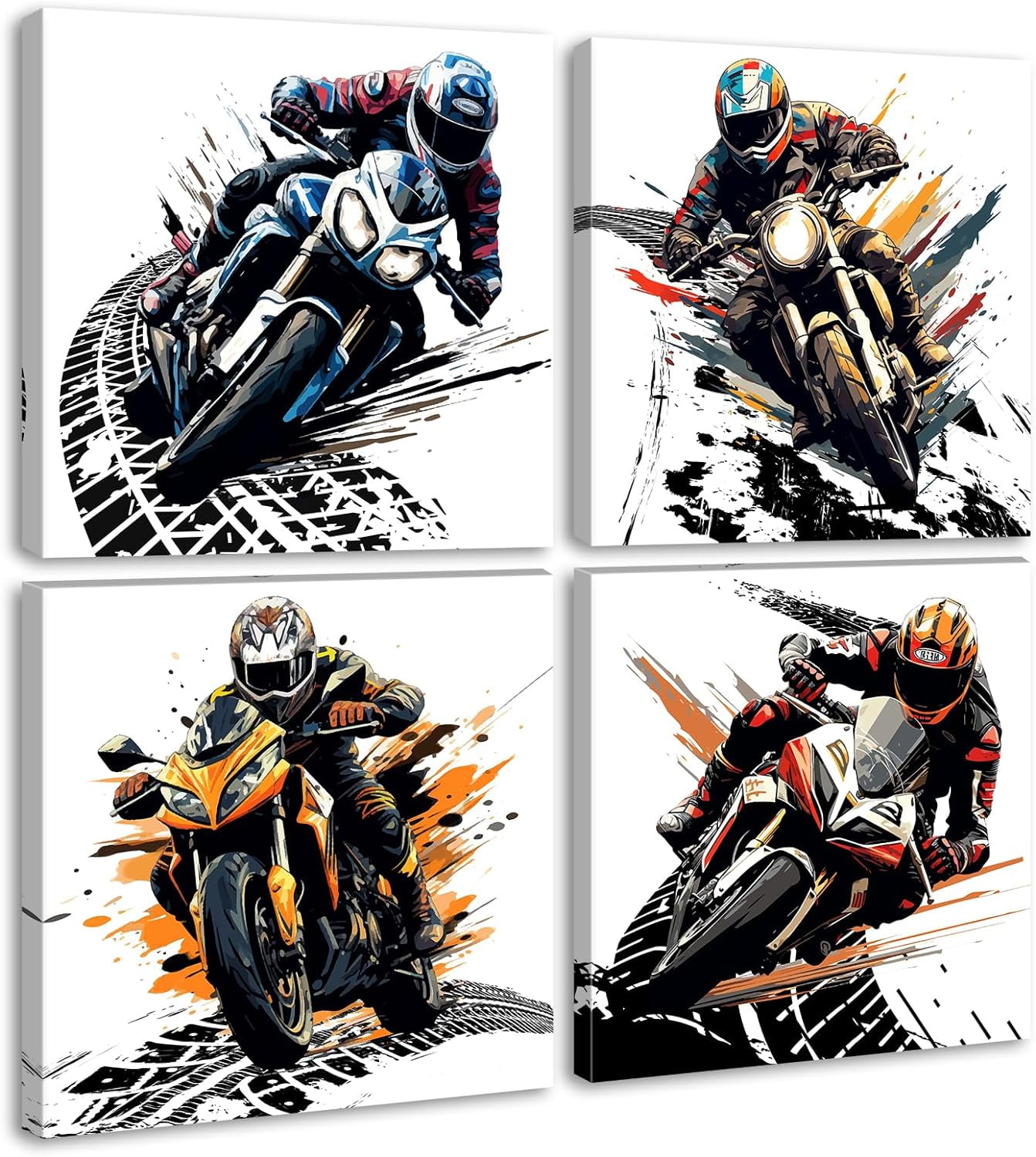 HFDF Motorcycle Wall Art Boys Room Decor Graffiti Motocross Posters ...