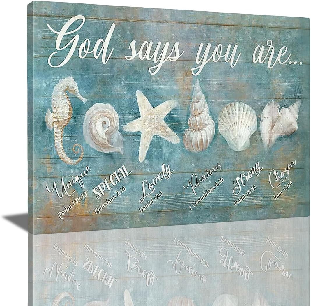 HFDF Ocean Beach Nautical Seashell Starfish Wall Art God Says You Are ...