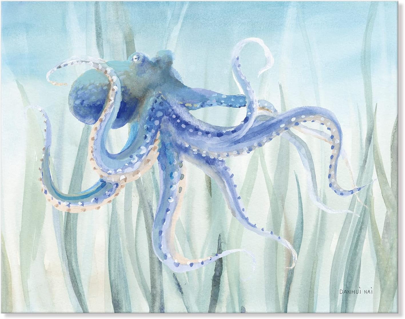 HFDF Ocean Wall Decor Under The Sea Blue Octopus Canvas Wall Art for ...