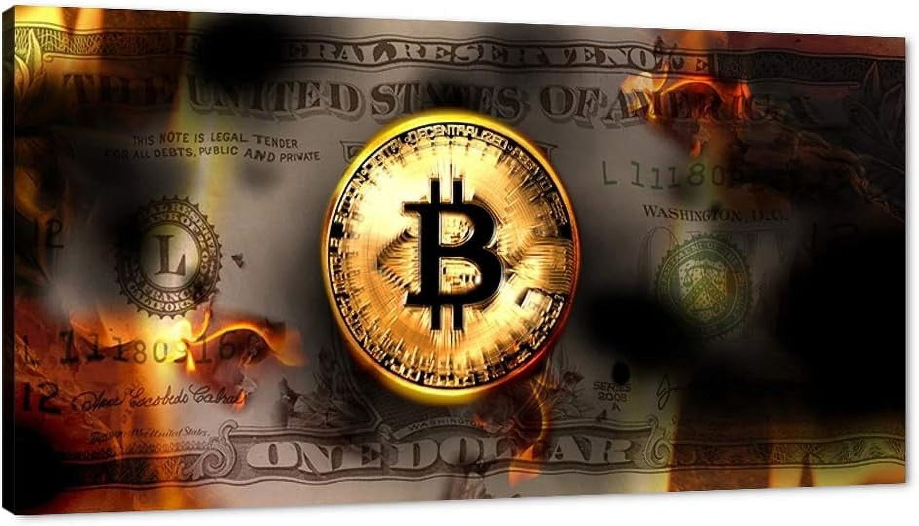 HFDF Office Artwork Wall Decor Motivational Burng Bitco and Dollars Creative Artwork Office ...