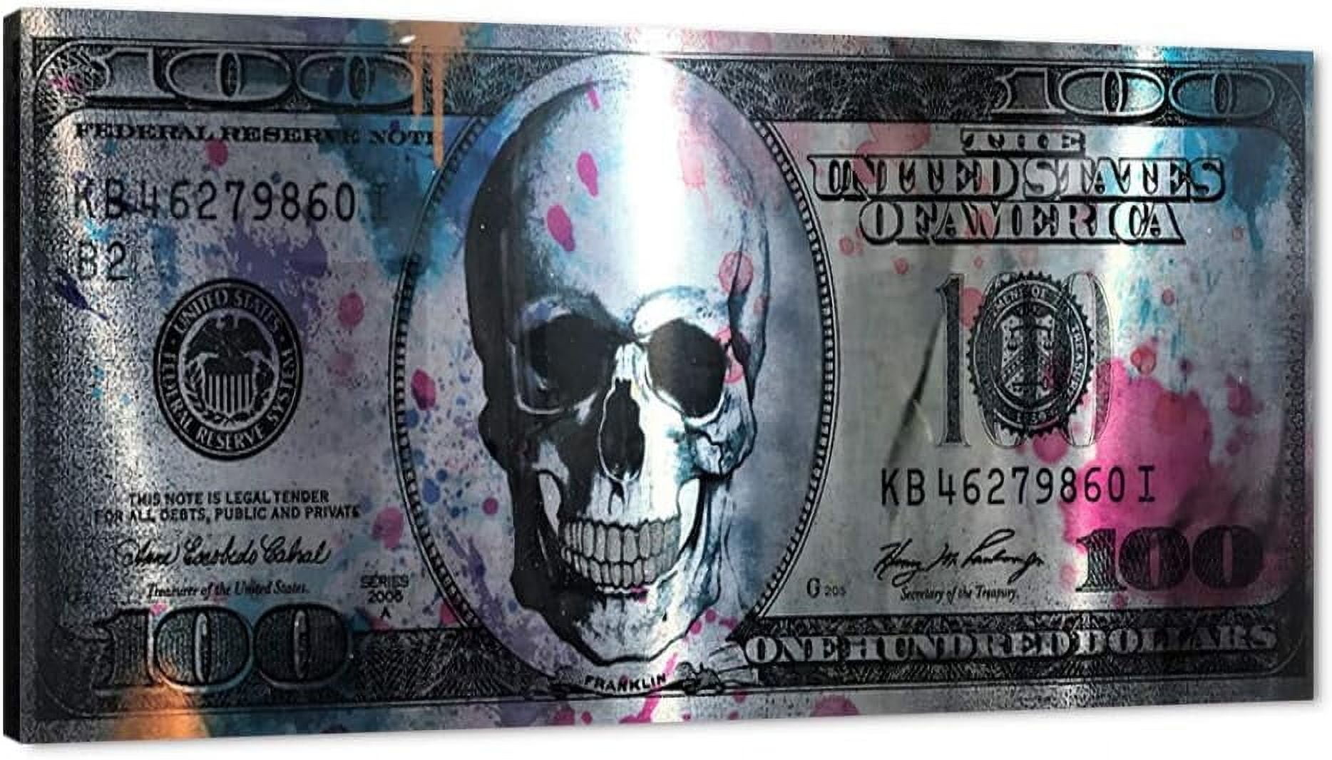 HFDF Office Decor Wall Art Canvas Dollar Skull Modern Art Canvas Poster ...