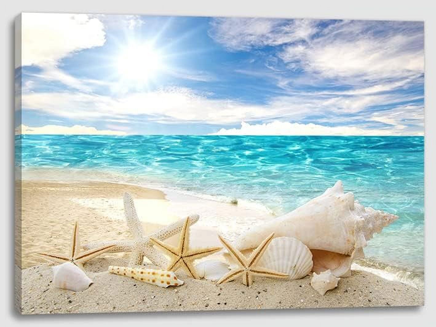 HFDF Open Window Canvas Artwork Print: Rocky Beach with Sunset Prints ...
